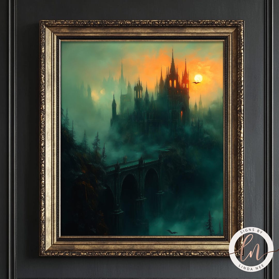Draculas Castle Wall Art Print, Antique Dark Academia Artwork, Gothic ...