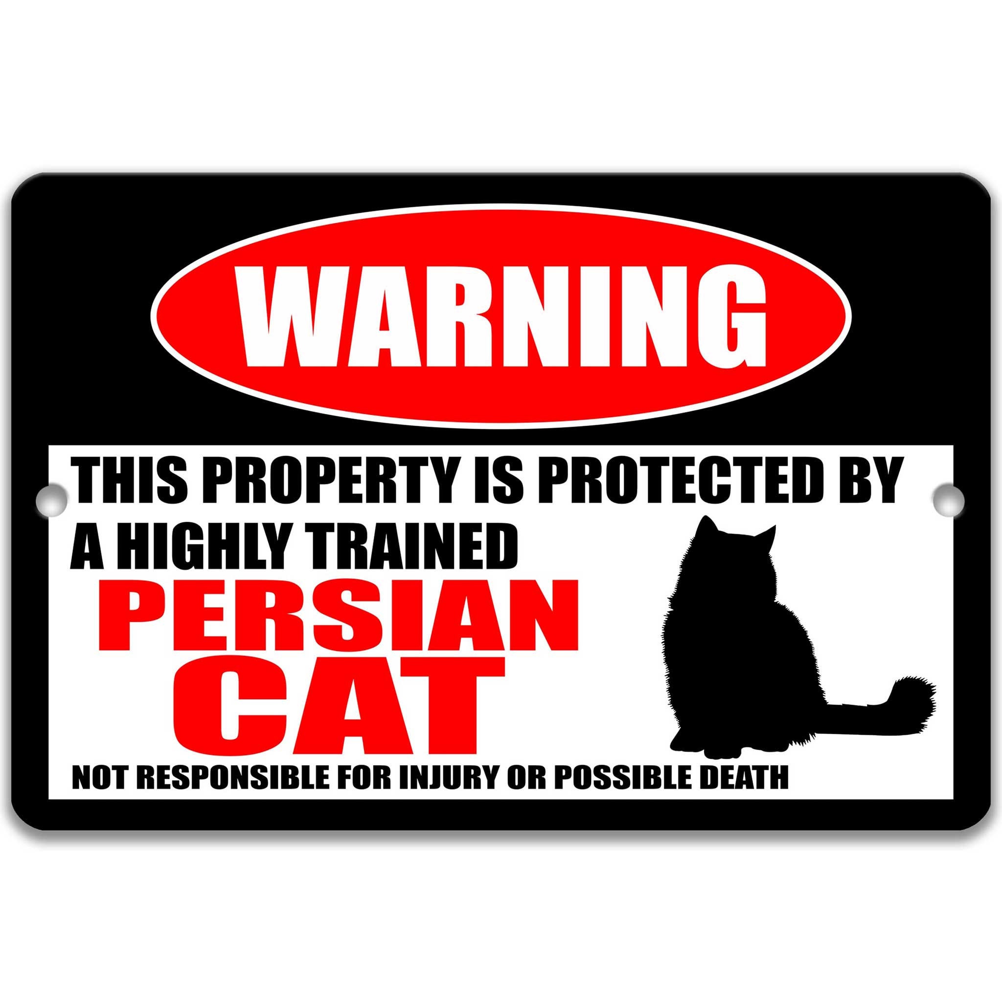 Funny Persian Cat Sign Cat Warning Sign Cat Novelty Sign Cat Decor Cat ...