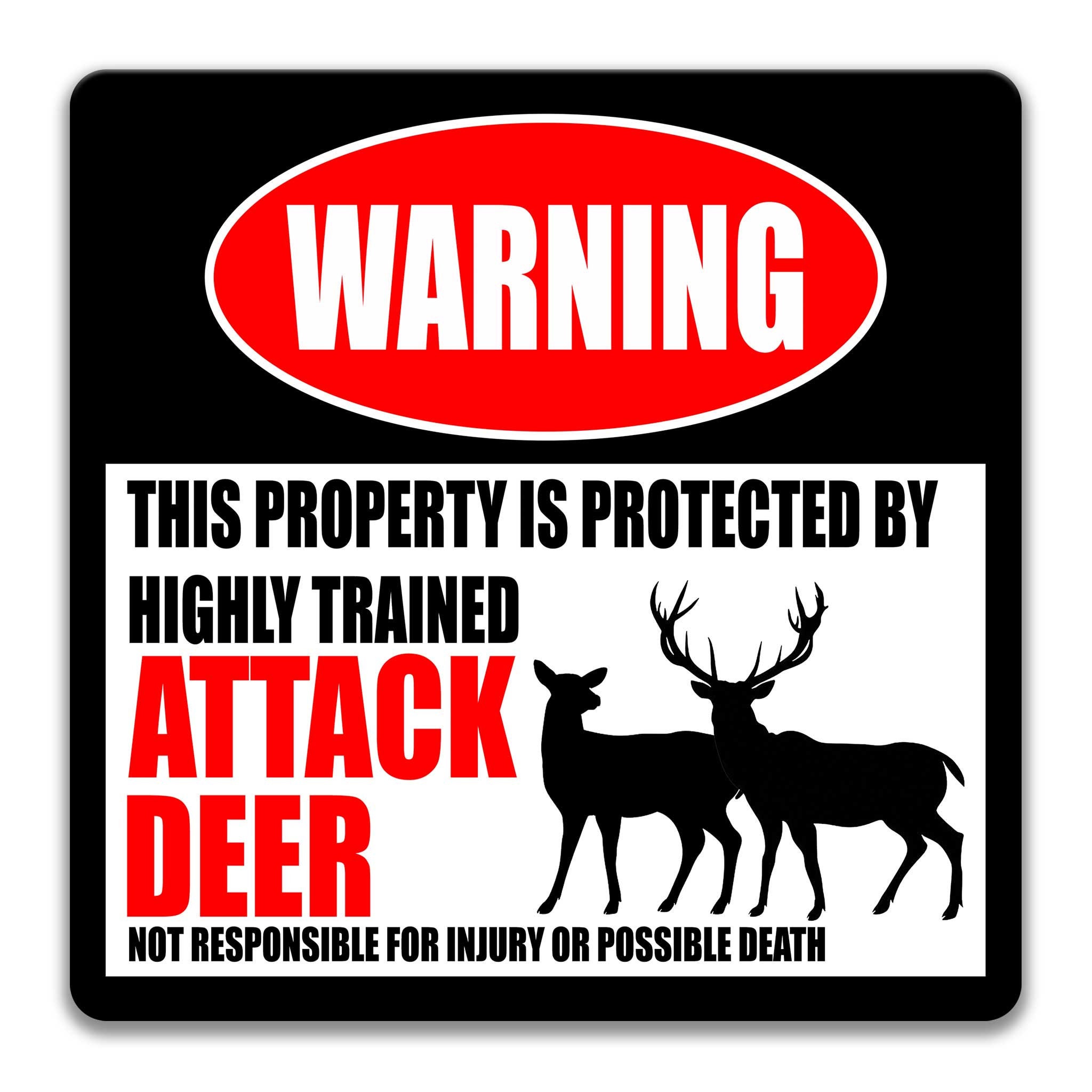 Attack Deer Sign Cabin Sign Attack Deer Decor Attack Deer Warning Sign ...