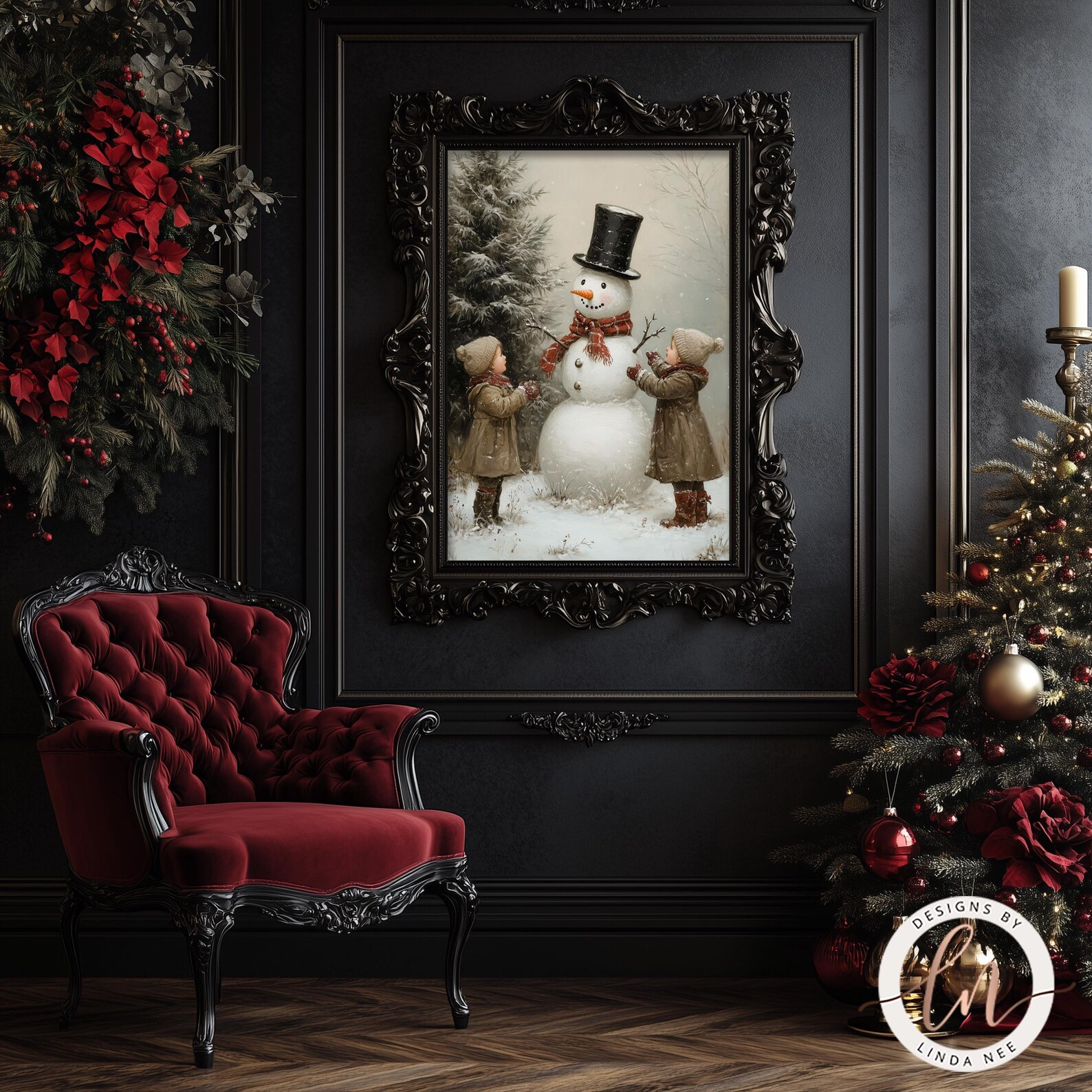 Vintage Snowman Decor, Christmas Wall Art Print, Farmhouse Rustic ...