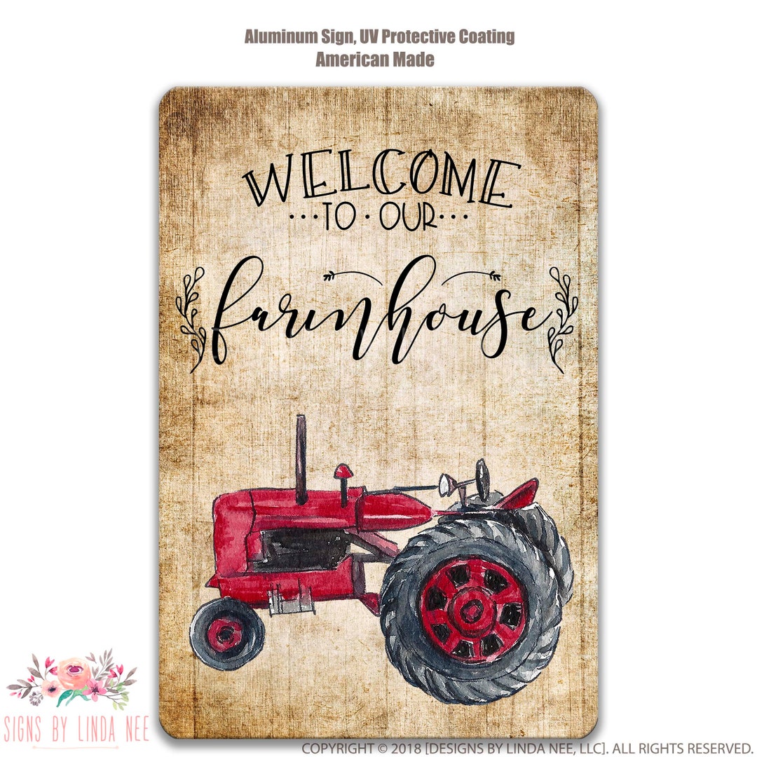 Personalized Red Tractor Sign Farmhouse Sign Vintage Tractor Sign ...