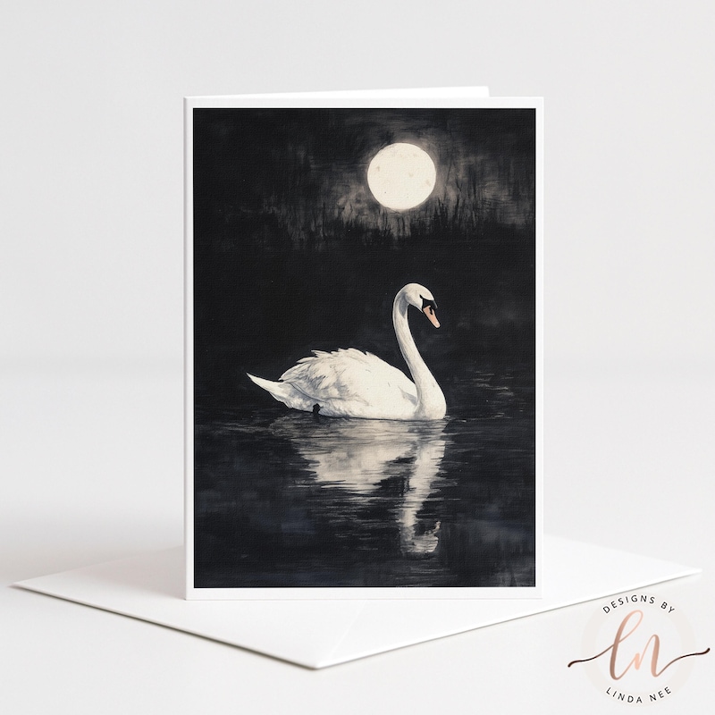 Swan Greeting Card - Etsy