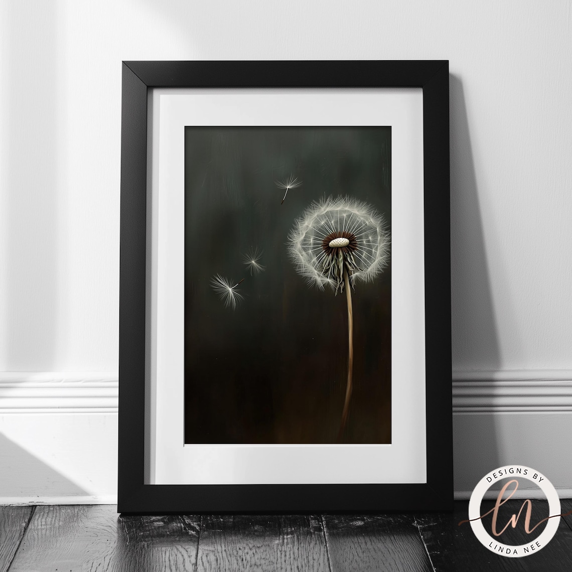 Dandelion Dark Academia Wall Art Print, Gothic Floral Painting, Vintage ...