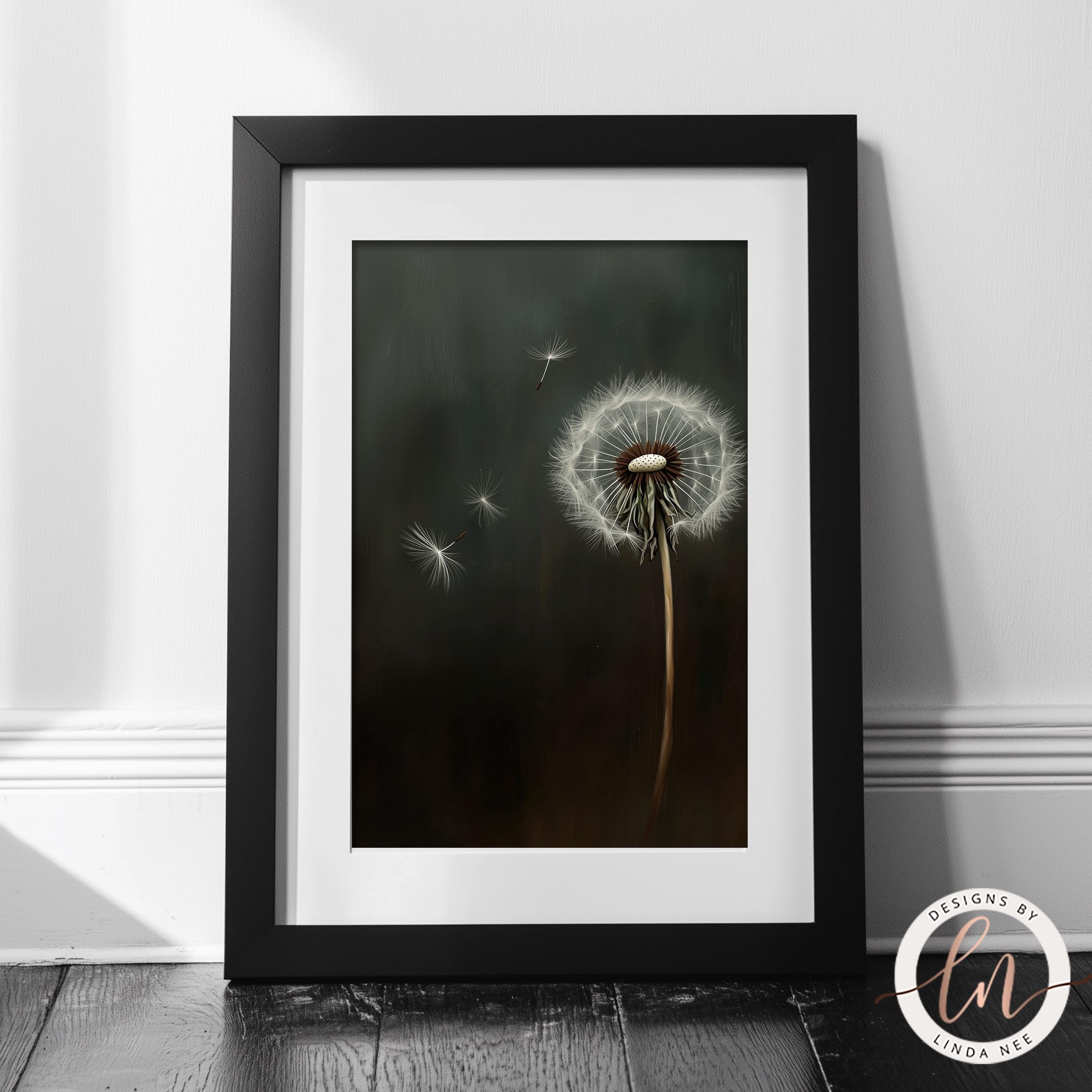 Dandelion Dark Academia Wall Art Print, Gothic Floral Painting, Vintage ...