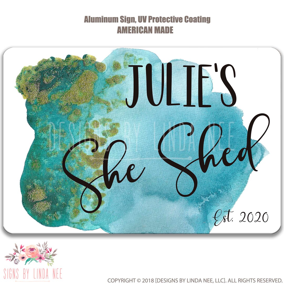 Personalized She Shed Sign, Watercolor Custom Woman's Shed Sign, She ...