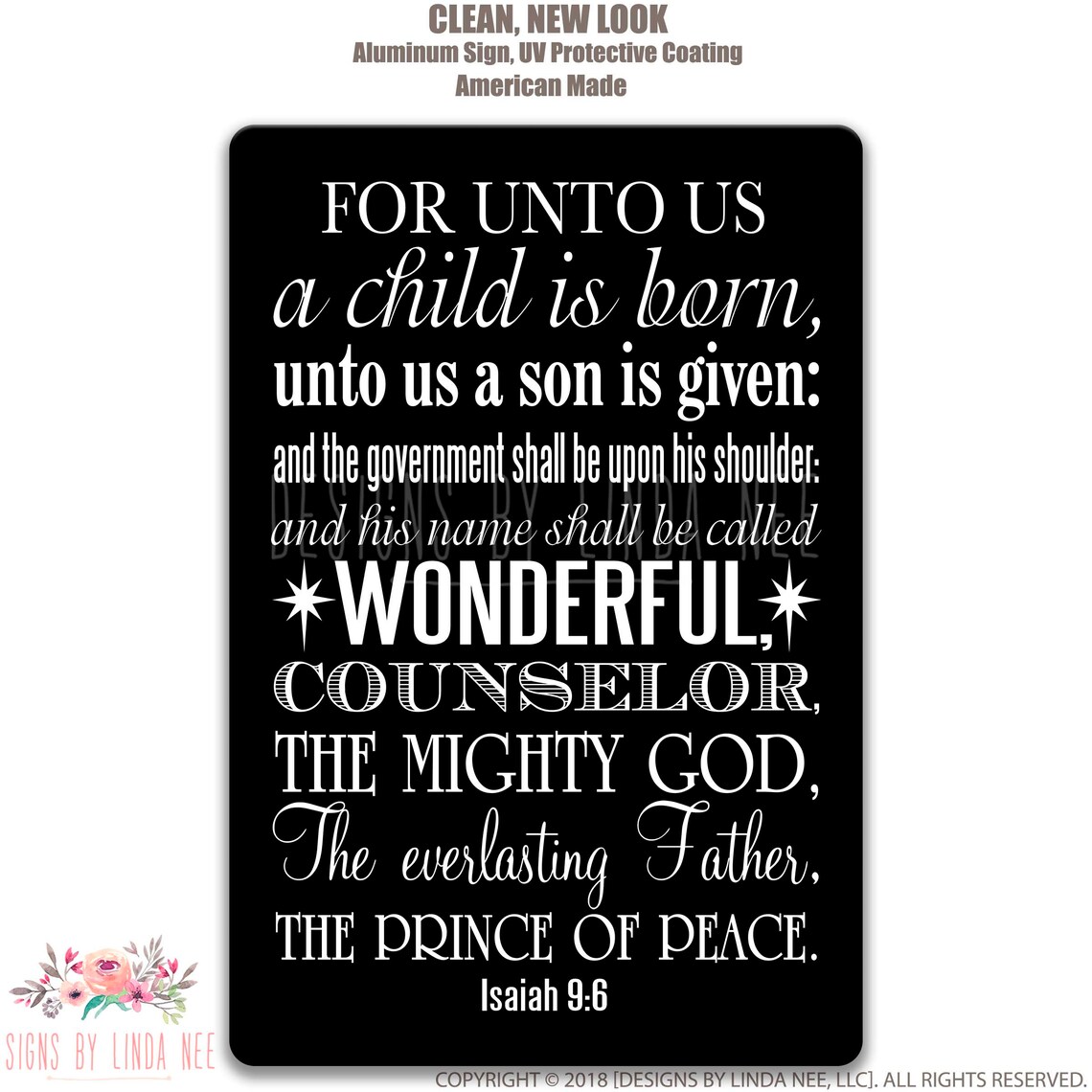 Isaiah 9:6 for Unto Us a Child is Born Sign Christmas Sign Christmas ...