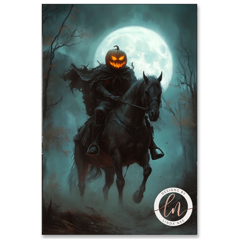 Headless Horseman Art Print, Legend of Sleepy Hollow, Dark Gothic ...