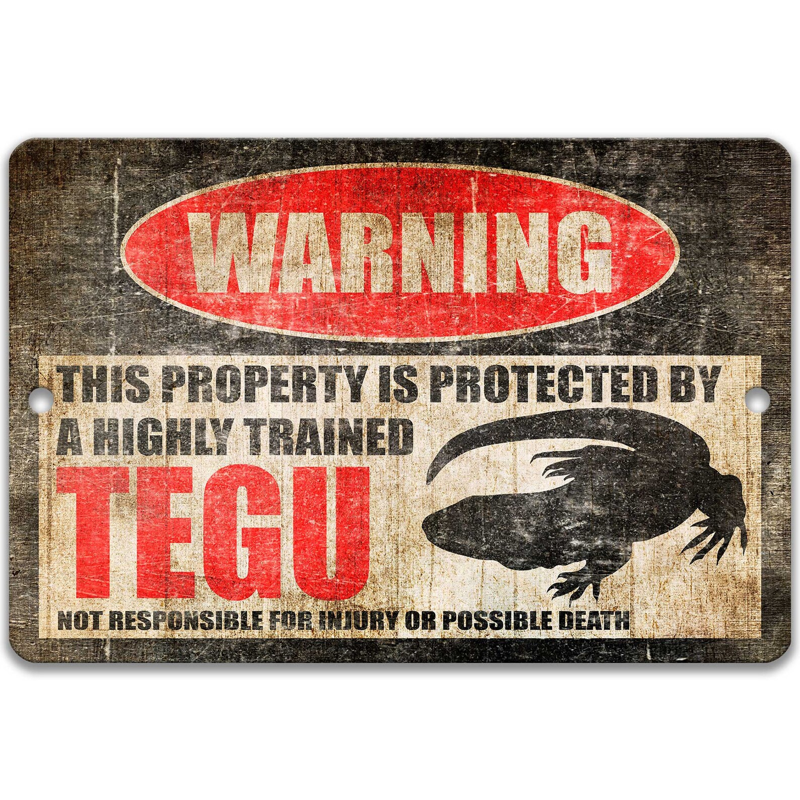 Tegu Sign Funny Tegu Sign Lizard Accessories Warning Sign Metal Sign ...