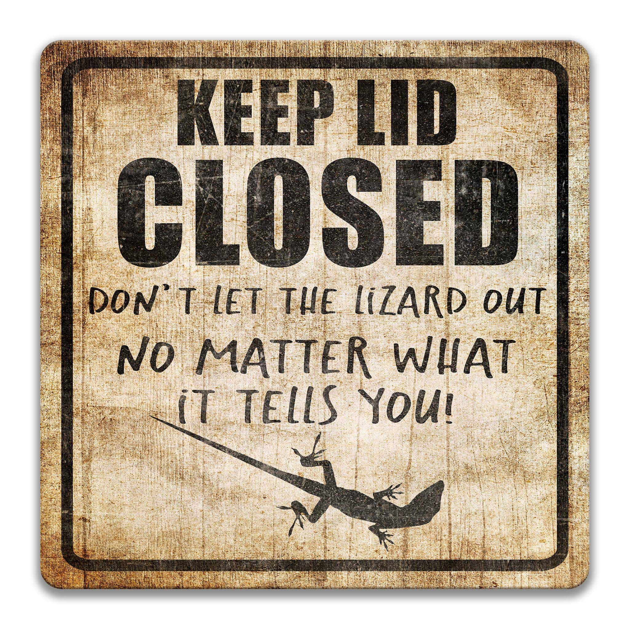 Keep Lid Closed Lizard Sign Funny Lizard Sign Lizard Lover - Etsy