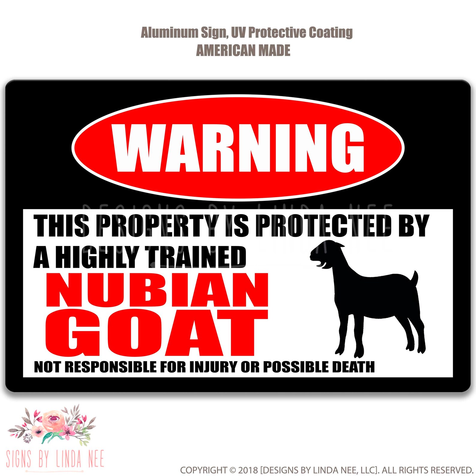 Nubian Goat Warning Sign Funny Goat Sign Goat Decor Barn Sign | Etsy