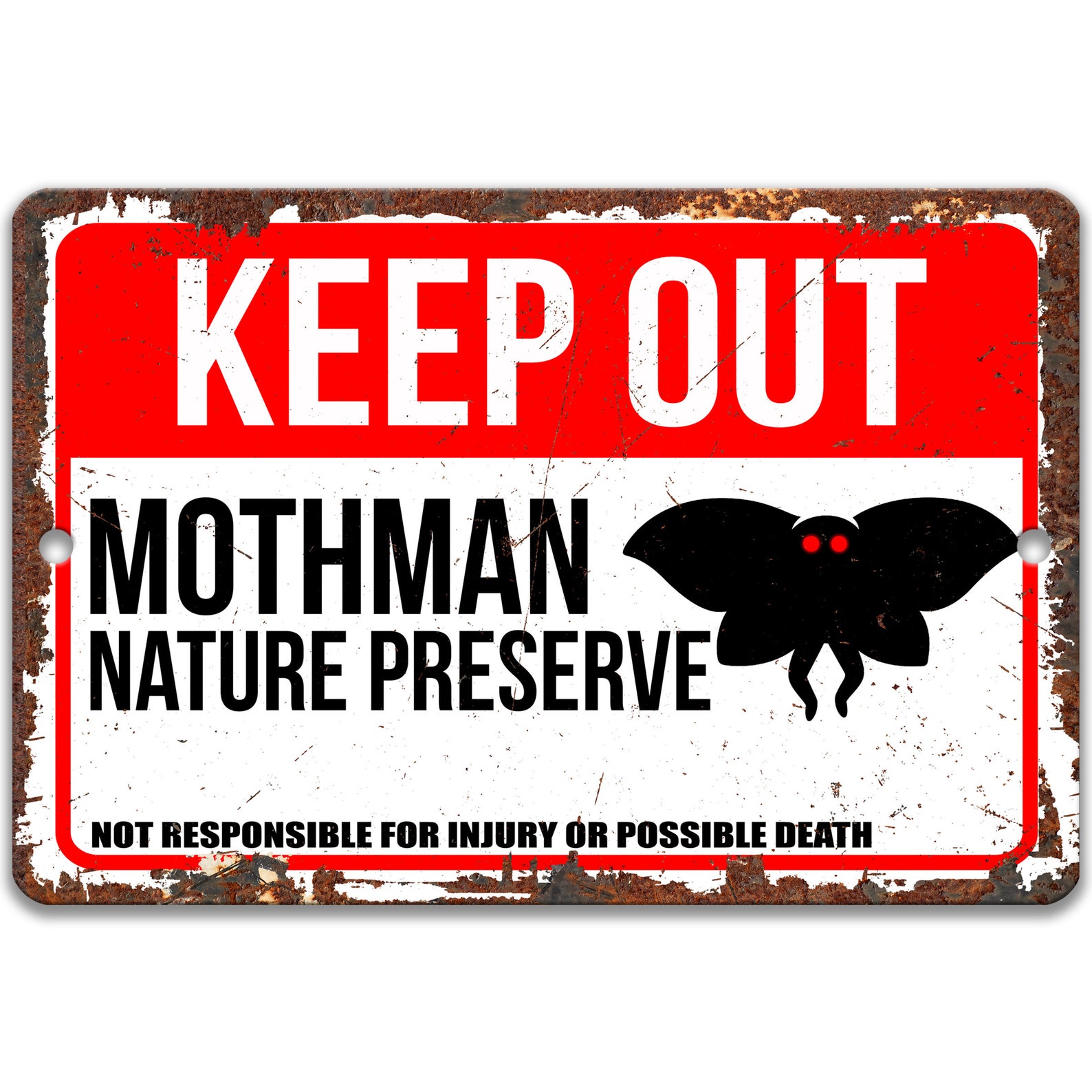 Mothman Sign Mothman Nature Preserve Funny Rusty Metal Sign - Etsy