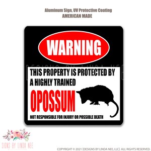 Funny Opossum Warning Sign, Opossum Decor, Marsupial, Wildlife Decor ...