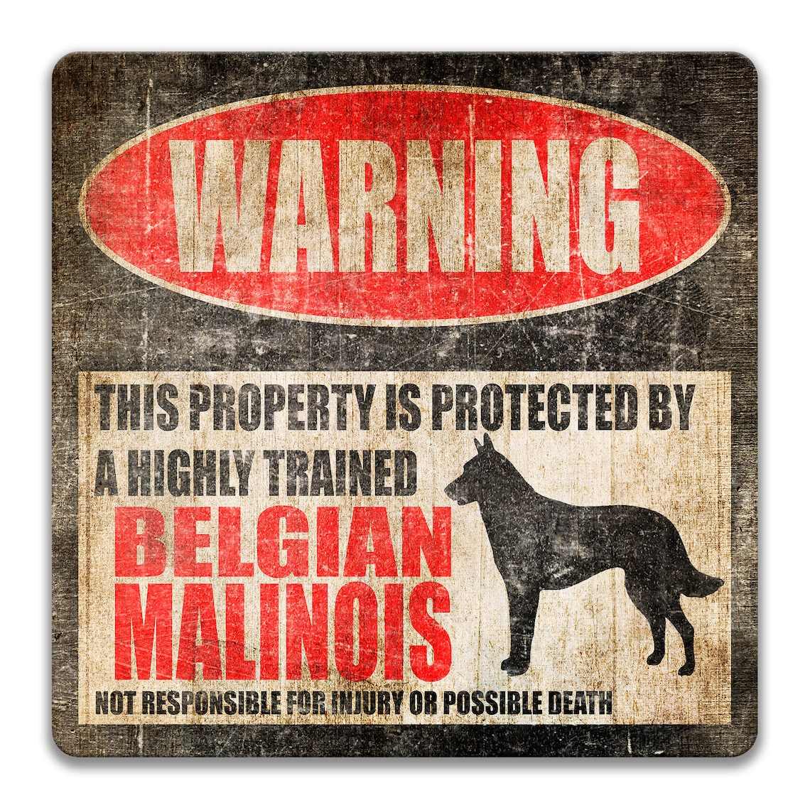 K9 Security Dog Belgian Malinois Sign No Trespassing Dog - Etsy