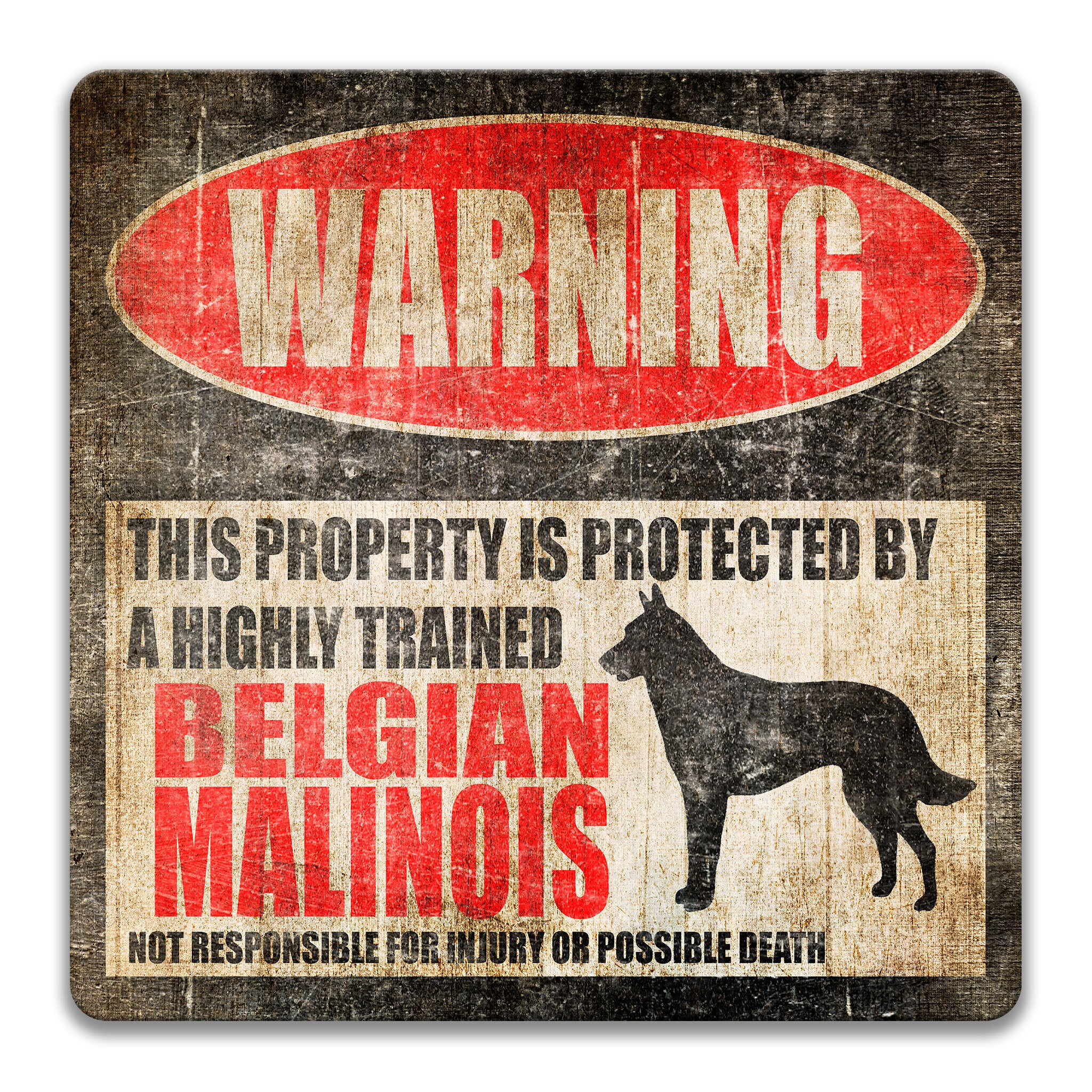 K9 Security Dog Belgian Malinois Sign No Trespassing Dog Warning Sign ...