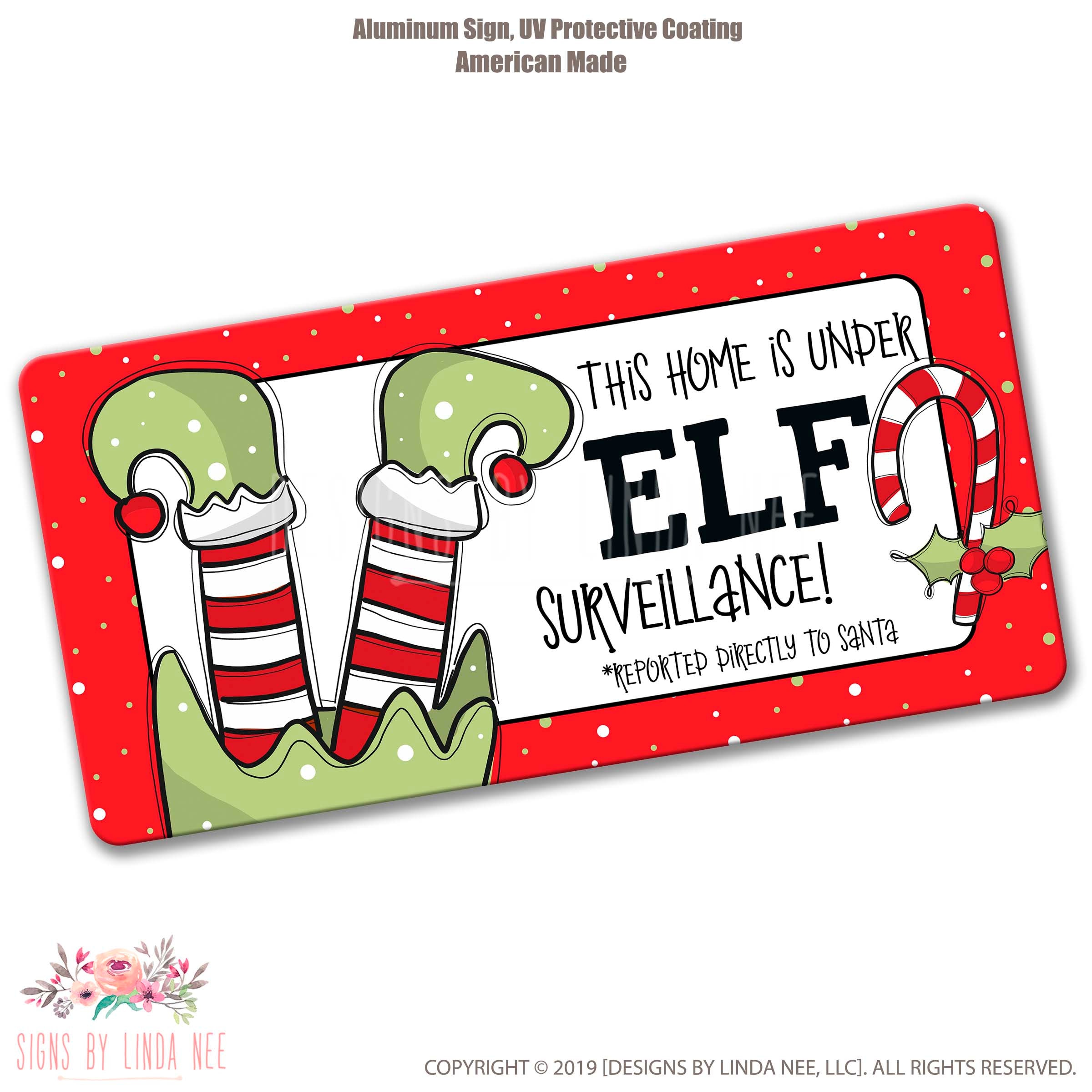 Holiday Wreath Sign, Christmas Elf Surveillance, Elf Wreath Signs ...