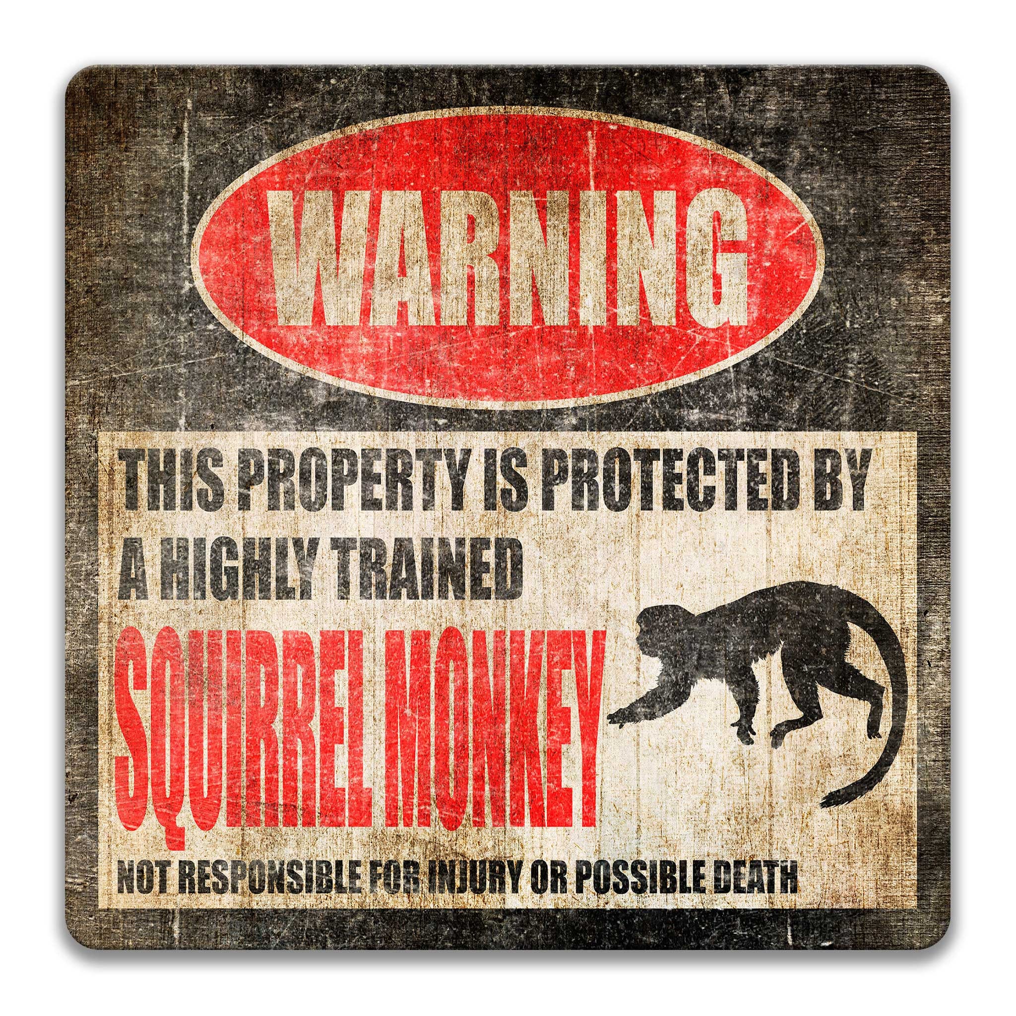 Funny Squirrel Monkey Sign Exotic Animal Sign Monkey Warning - Etsy