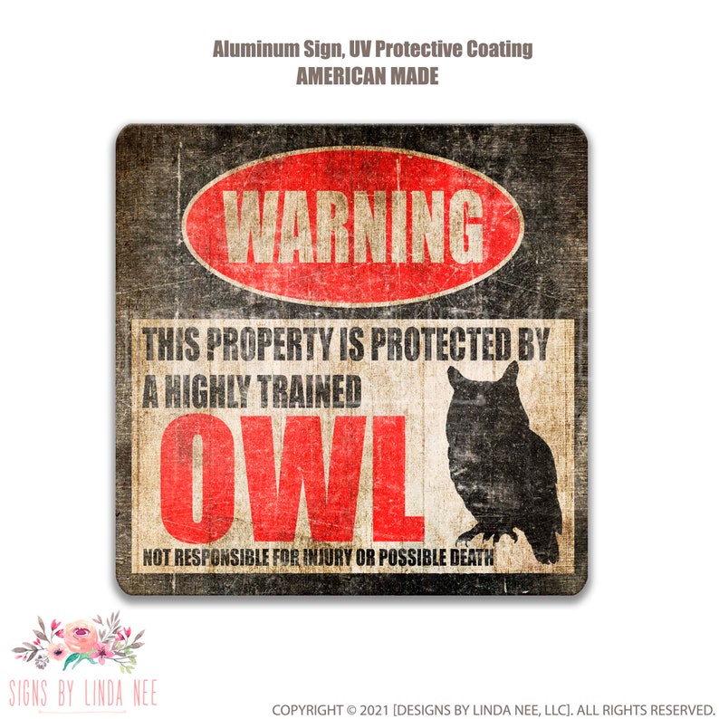 Funny Owl Sign Owl Warning Sign No Trespassing Sign Funny | Etsy
