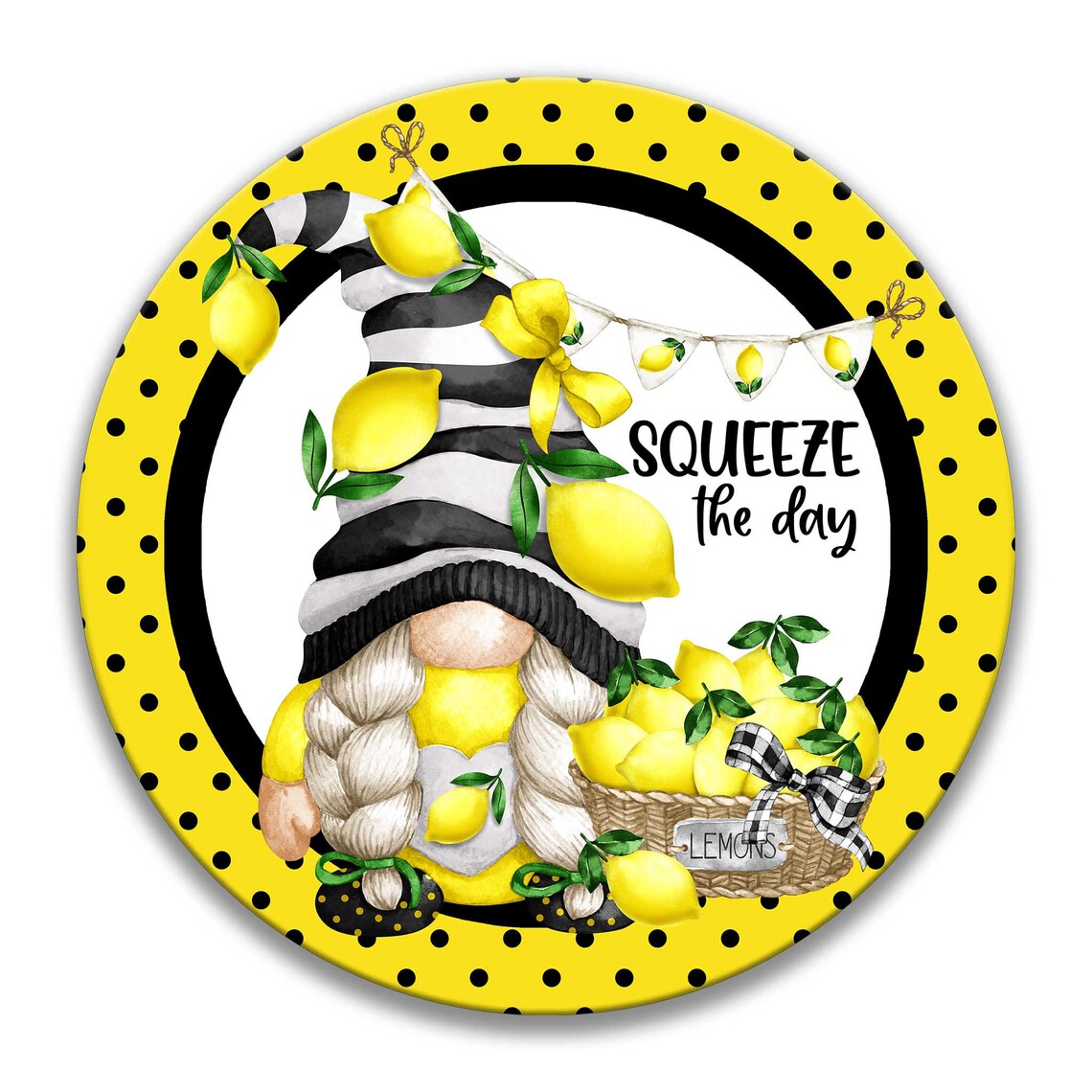 Gnome Lemon Wreath Signs Cute Squeeze the Day Summer Welcome - Etsy