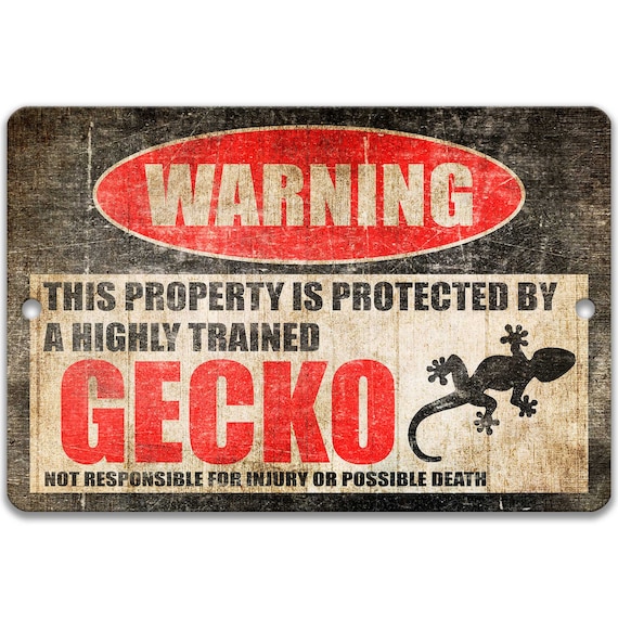 Gecko Sign Funny Gecko Warning Sign Gecko Accessories Metal - Etsy