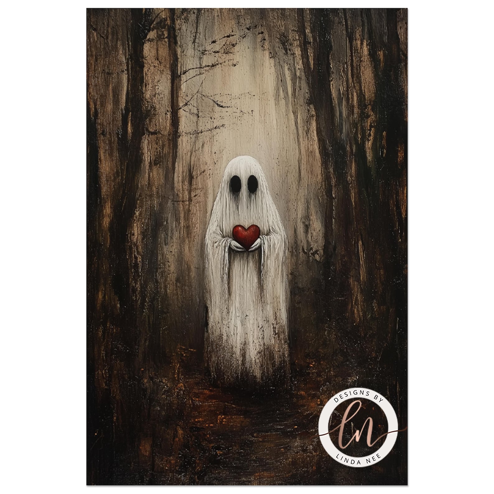 Ghost Holding A Heart Print, Dark Academia, Vintage Poster, Gothic ...