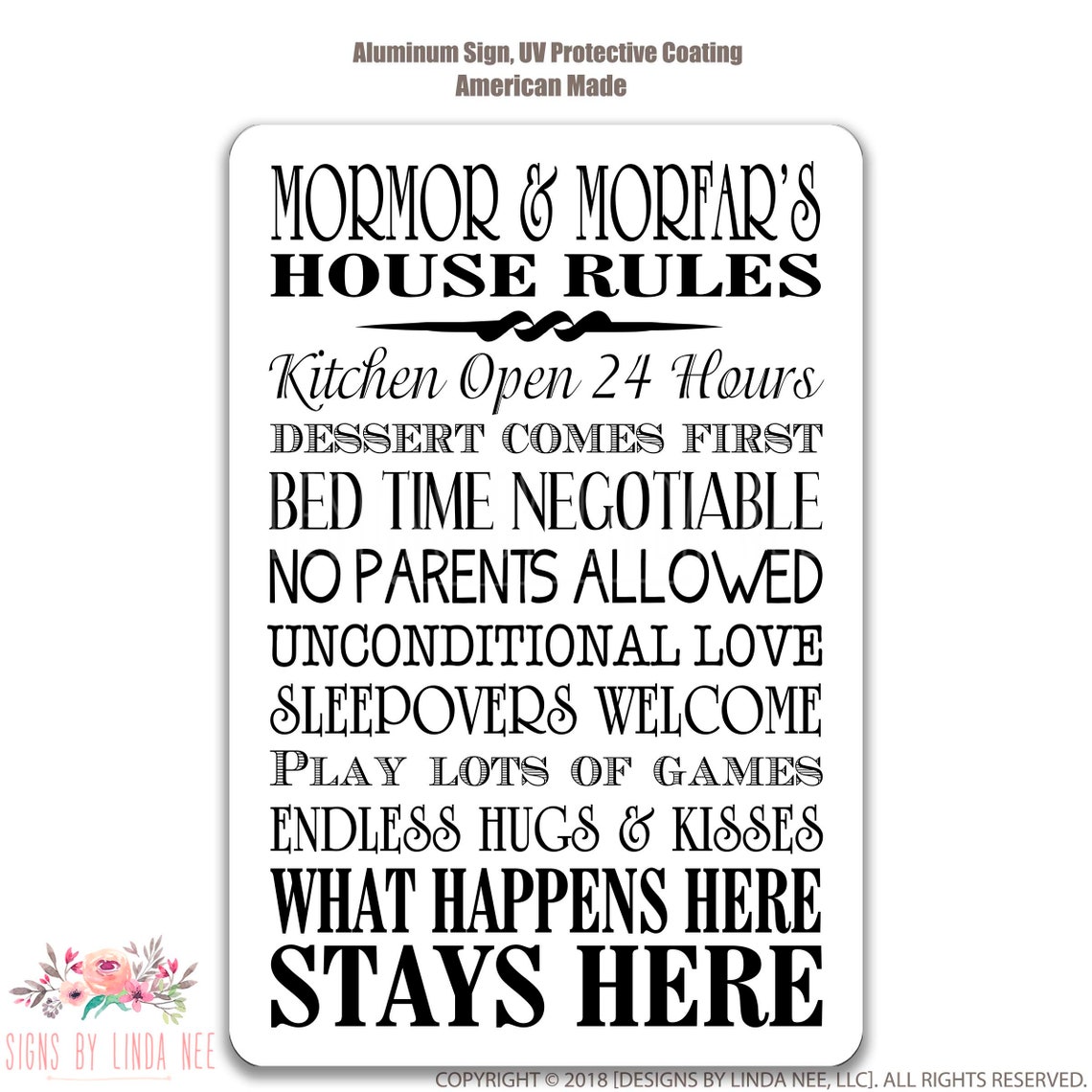 Mormor and Morfar Sign Mormor and Morfar House Rules Sign - Etsy