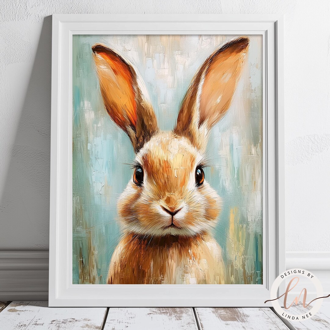Spring Bunny Rabbit Print, Vintage Spring Decor, Farmhouse Easter Bunny ...