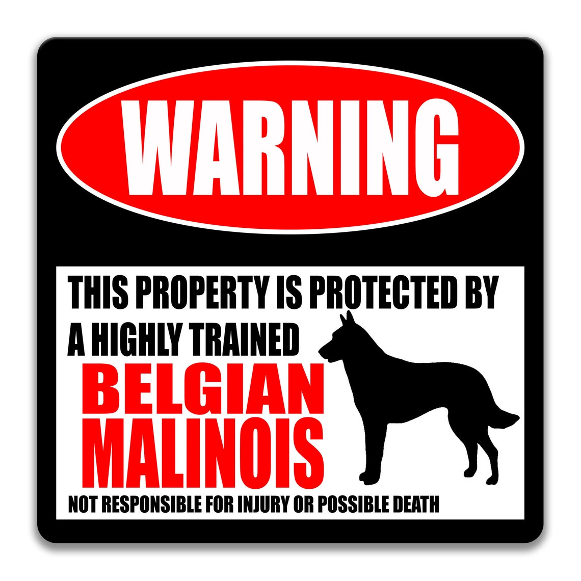 K9 Security Dog Belgian Malinois Sign No Trespassing Dog - Etsy