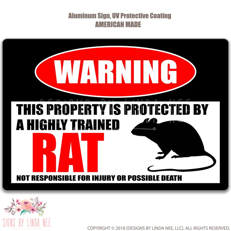 Funny Rat Sign Protected by Rat Animal Decor Pet Rat Sign | Etsy