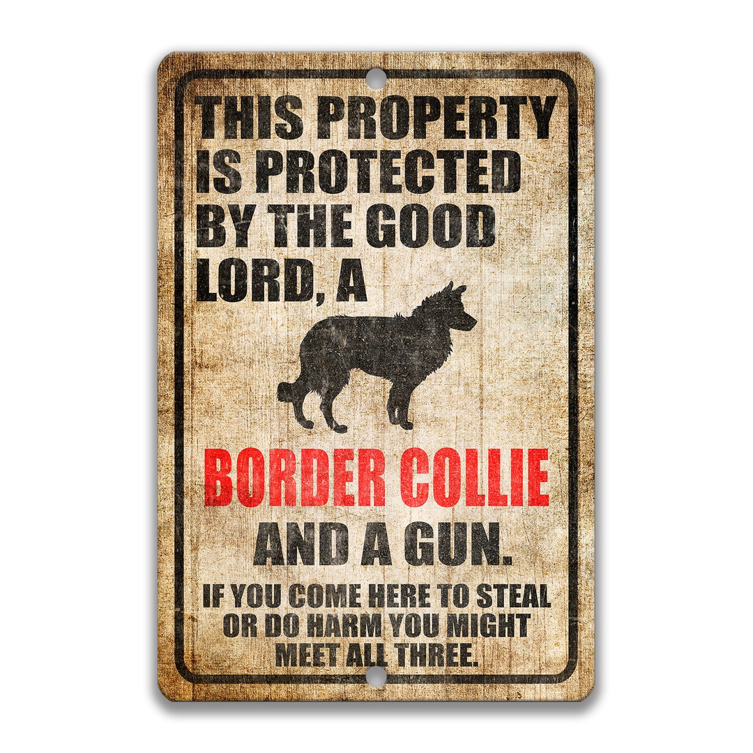 Border Collie Dog Sign Dog Warning Sign Dog Sign Warning Sign Border ...