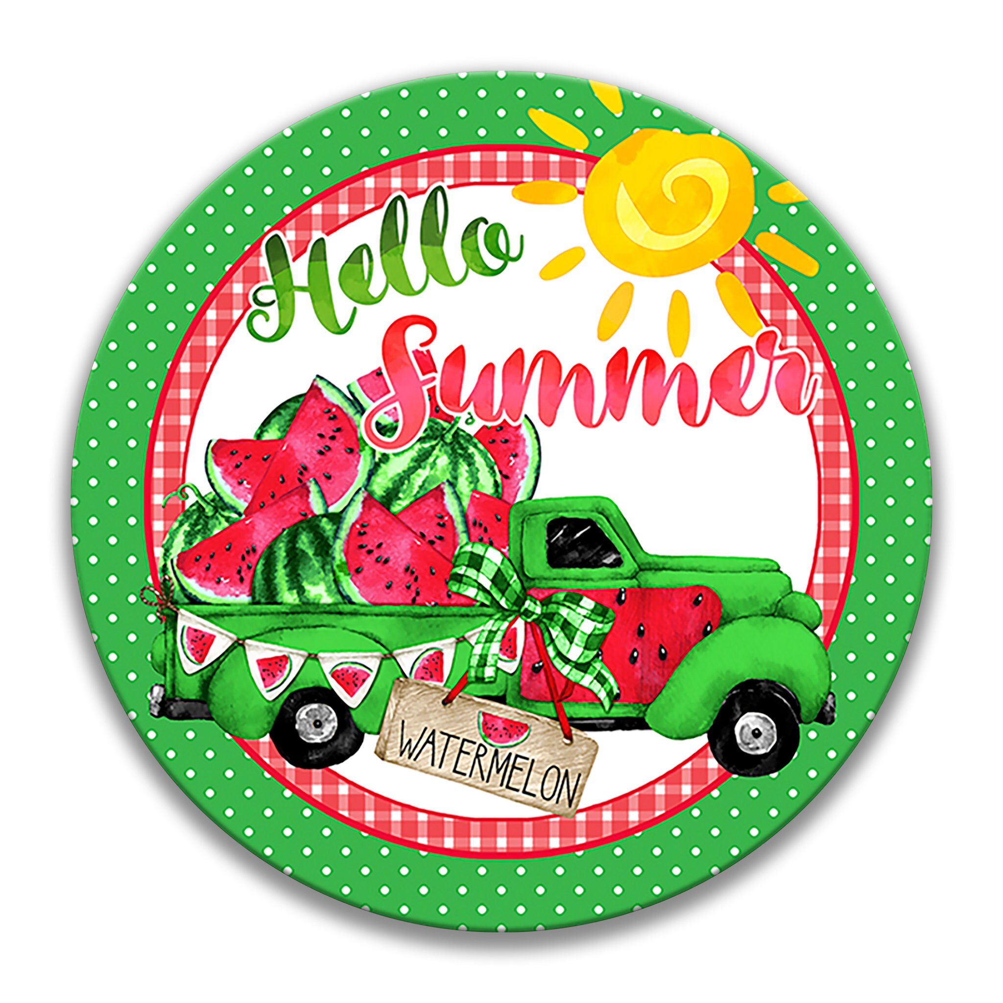 Hello Summer Watermelon Metal Wreath Sign Available in - Etsy