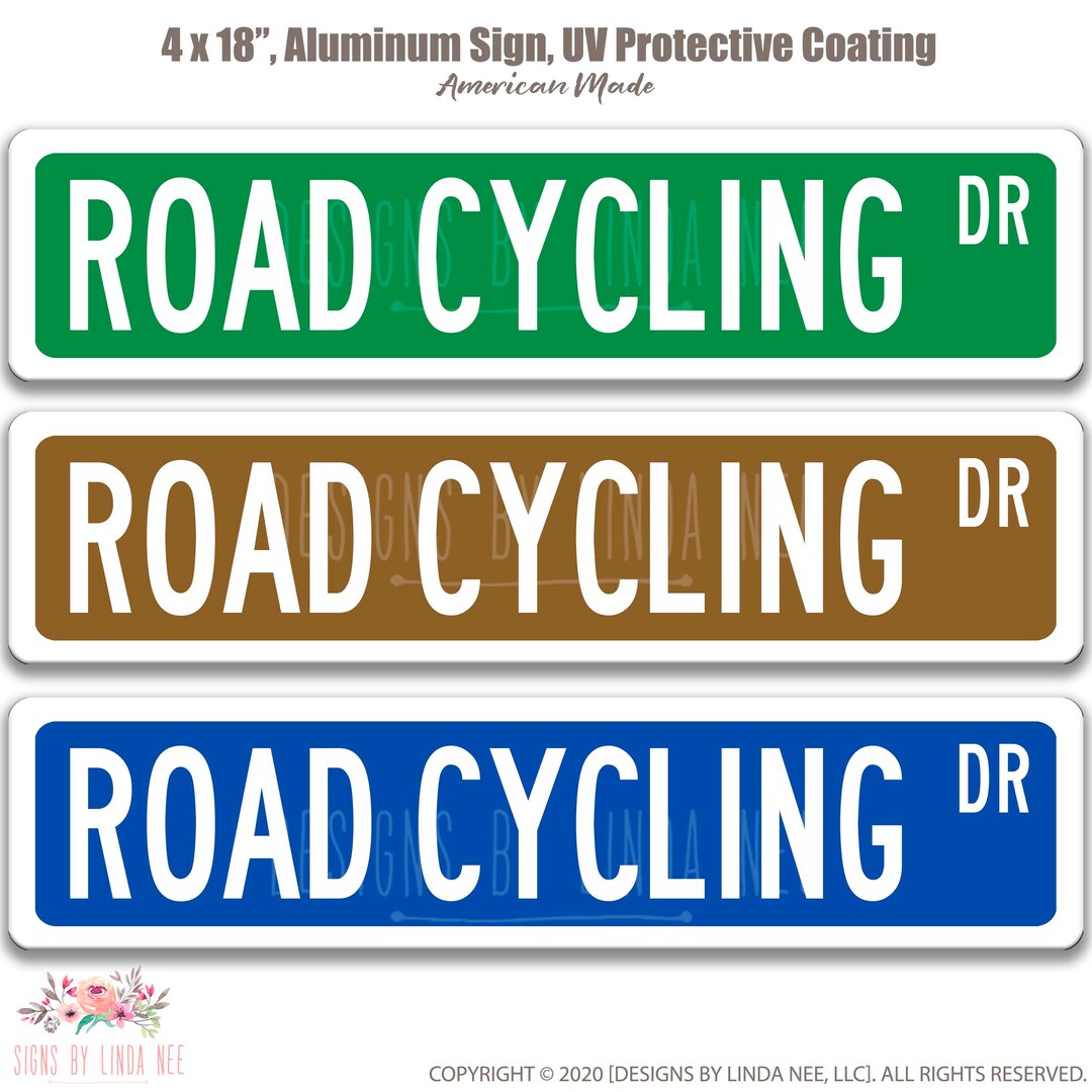 Road Cycling Street Sign, 3 Size Aluminum Bike Room Sign, Cyclist Wall ...