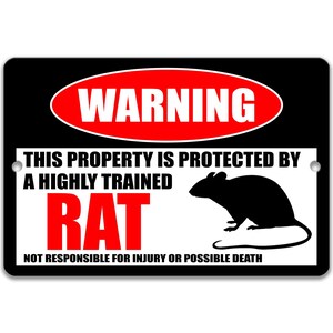 Funny Rat Sign, Protected by Rat Animal Decor Pet Rat Sign Rodent ...