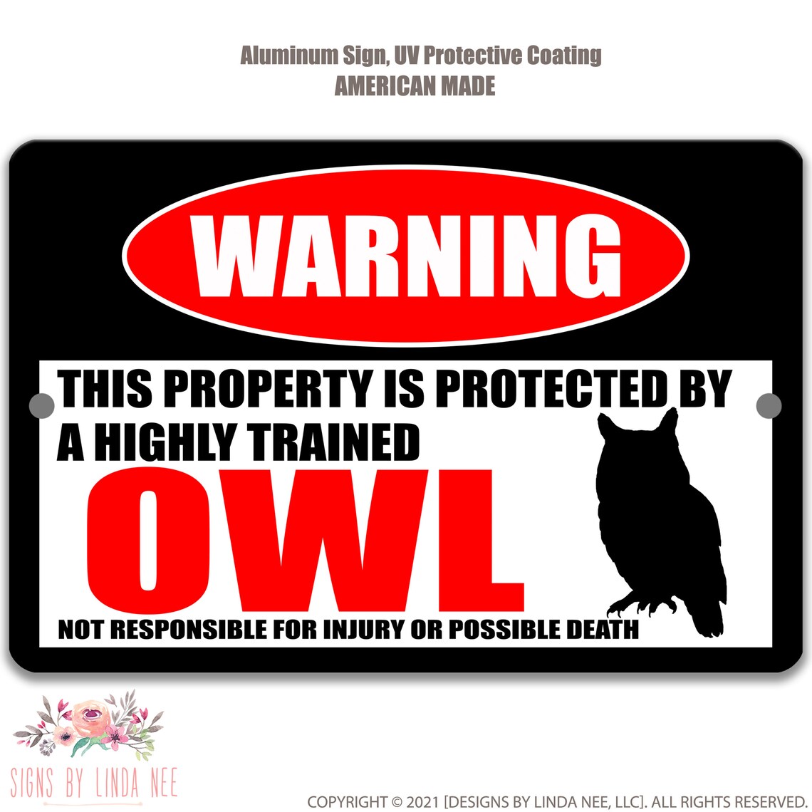 Funny Owl Sign Owl Warning Sign No Trespassing Sign Funny | Etsy