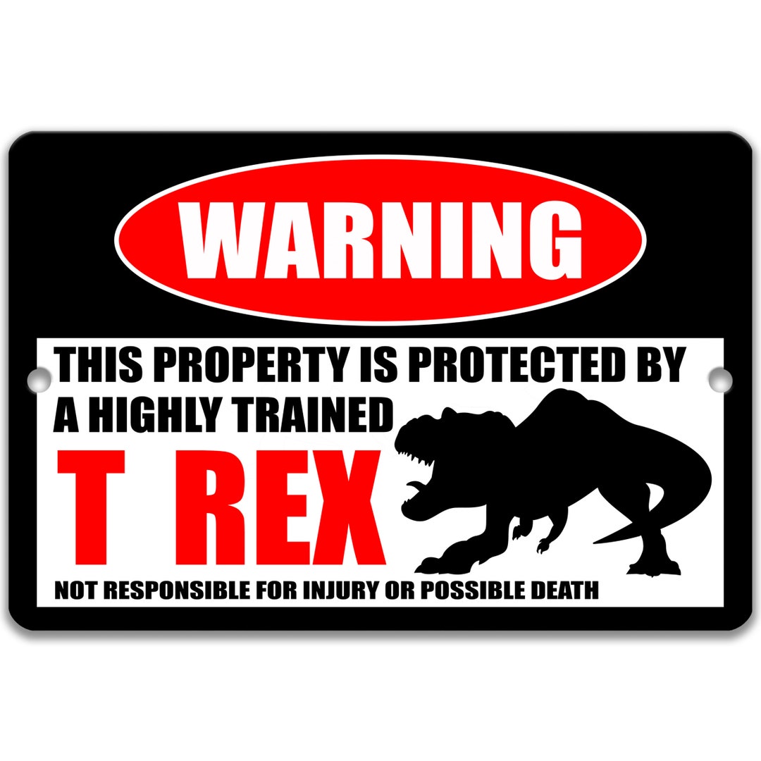 Tyrannosaurus Sign, Kids Room Decor, Beware of Dinosaur, T-rex Sign ...