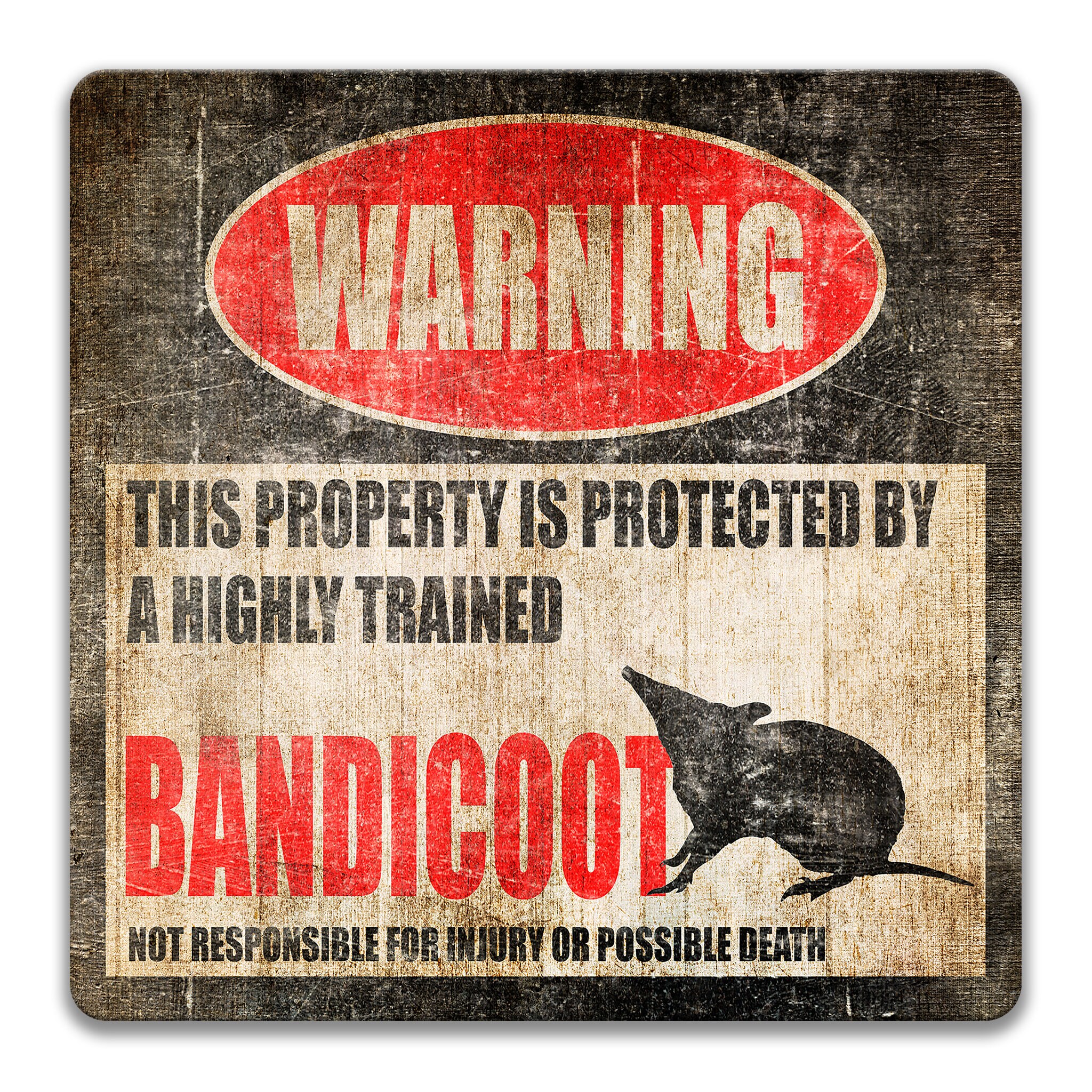 Funny Bandicoot Warning Sign, Bandicoot Decor, Bandicoot Sign, Bung ...