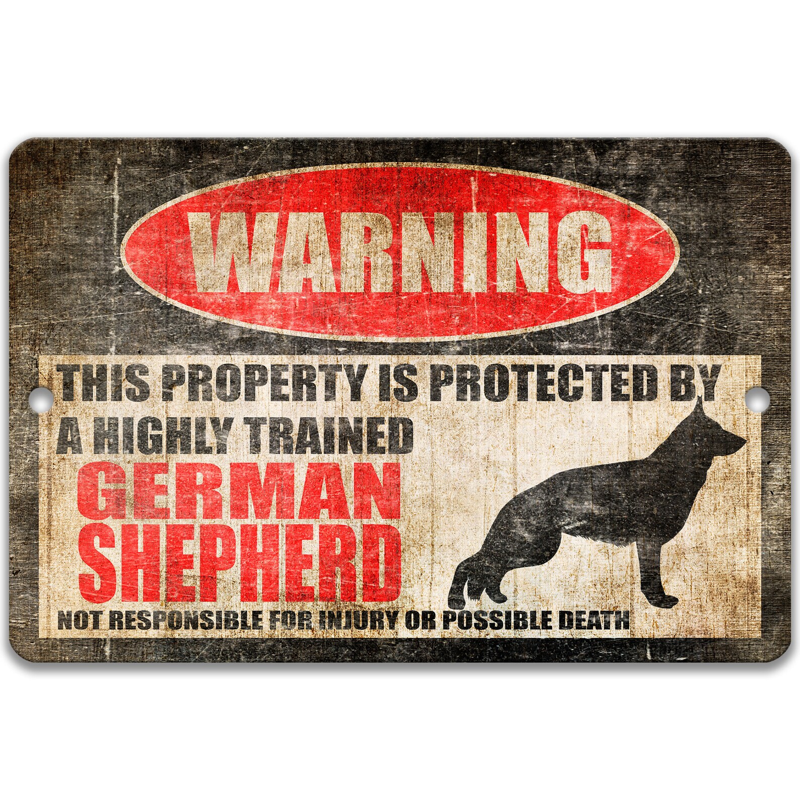 German Shepherd Property Sign, Guard Dog Metal Sign - Etsy