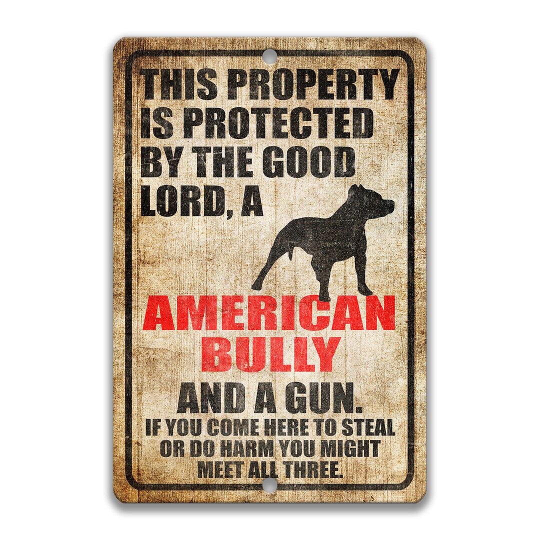 American Bully Dog Sign Dog Warning Sign Pitbull Warning Sign - Etsy