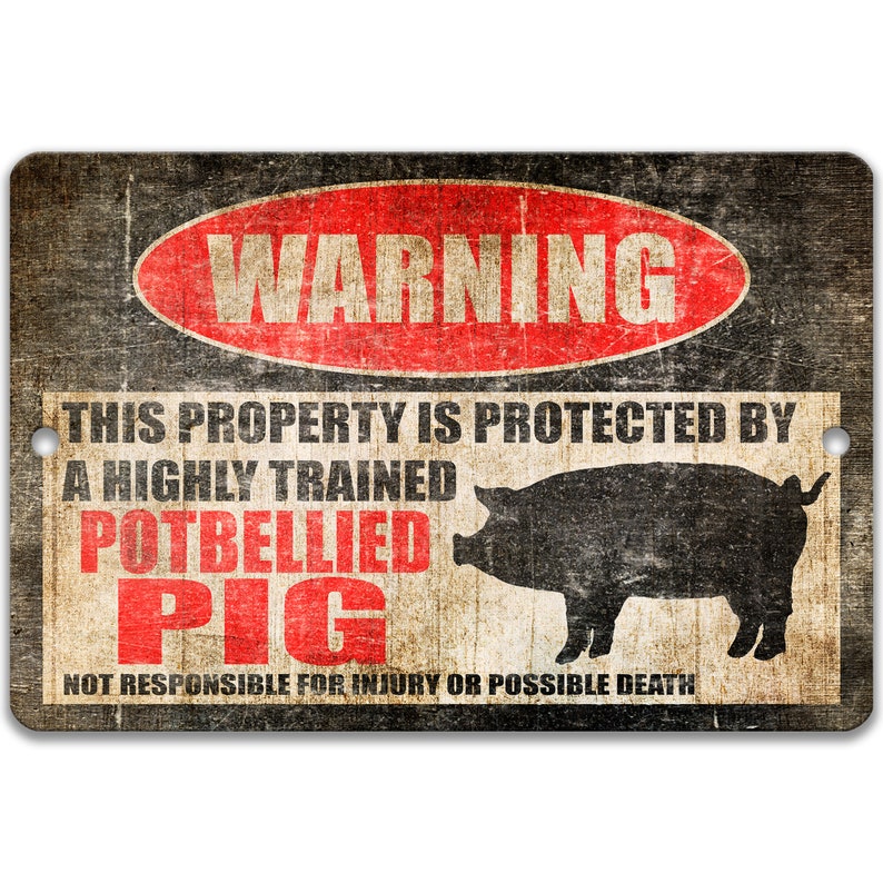 Potbellied Pig Sign Funny Metal Sign Pig Warning Sign Barn Sign Stable ...
