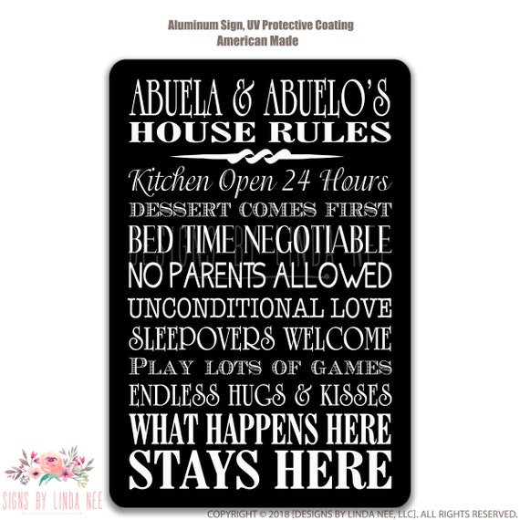 Abuela and Abuelo Sign Abuela and Abuelo House Rules Sign | Etsy