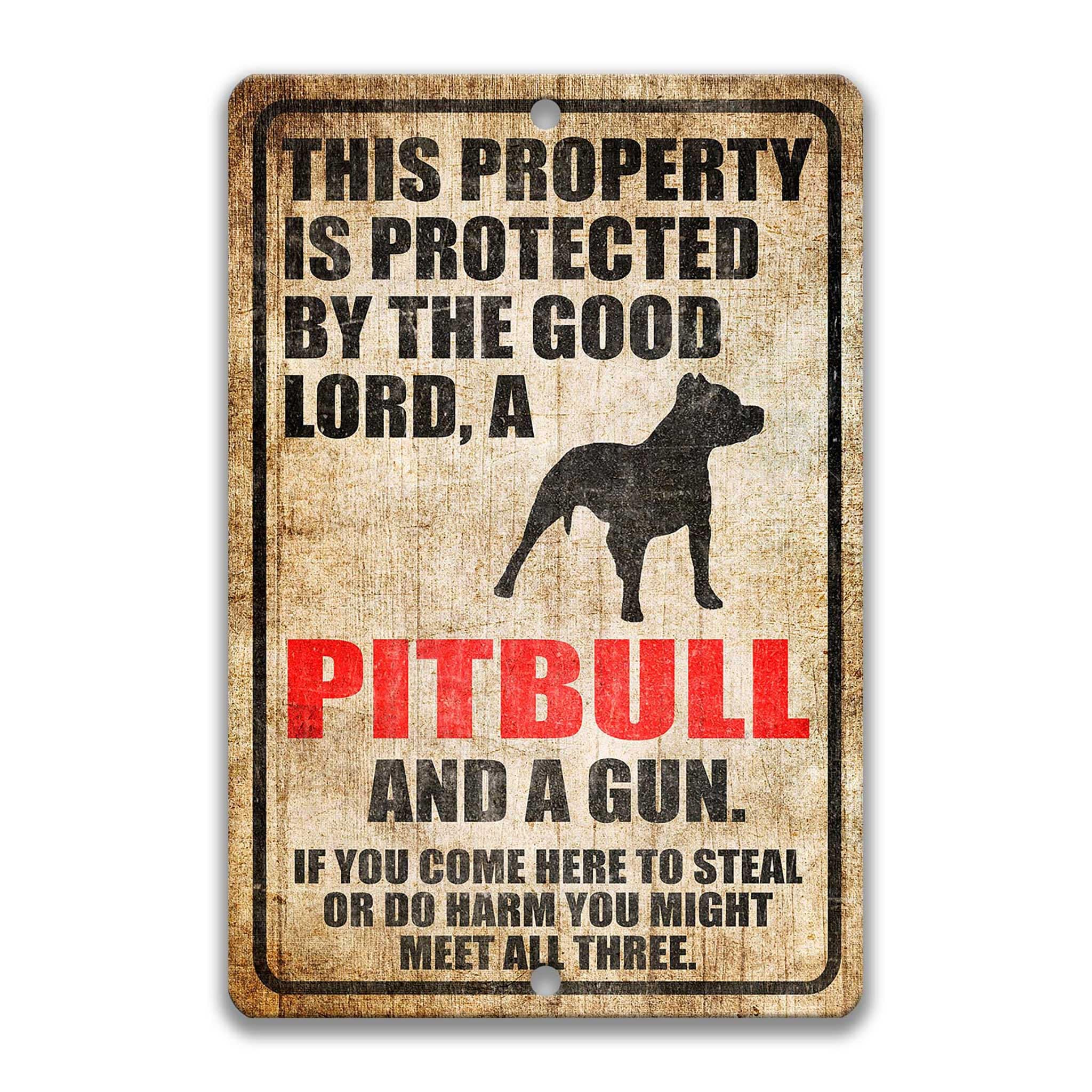 Pitbull Guard Dog Signs