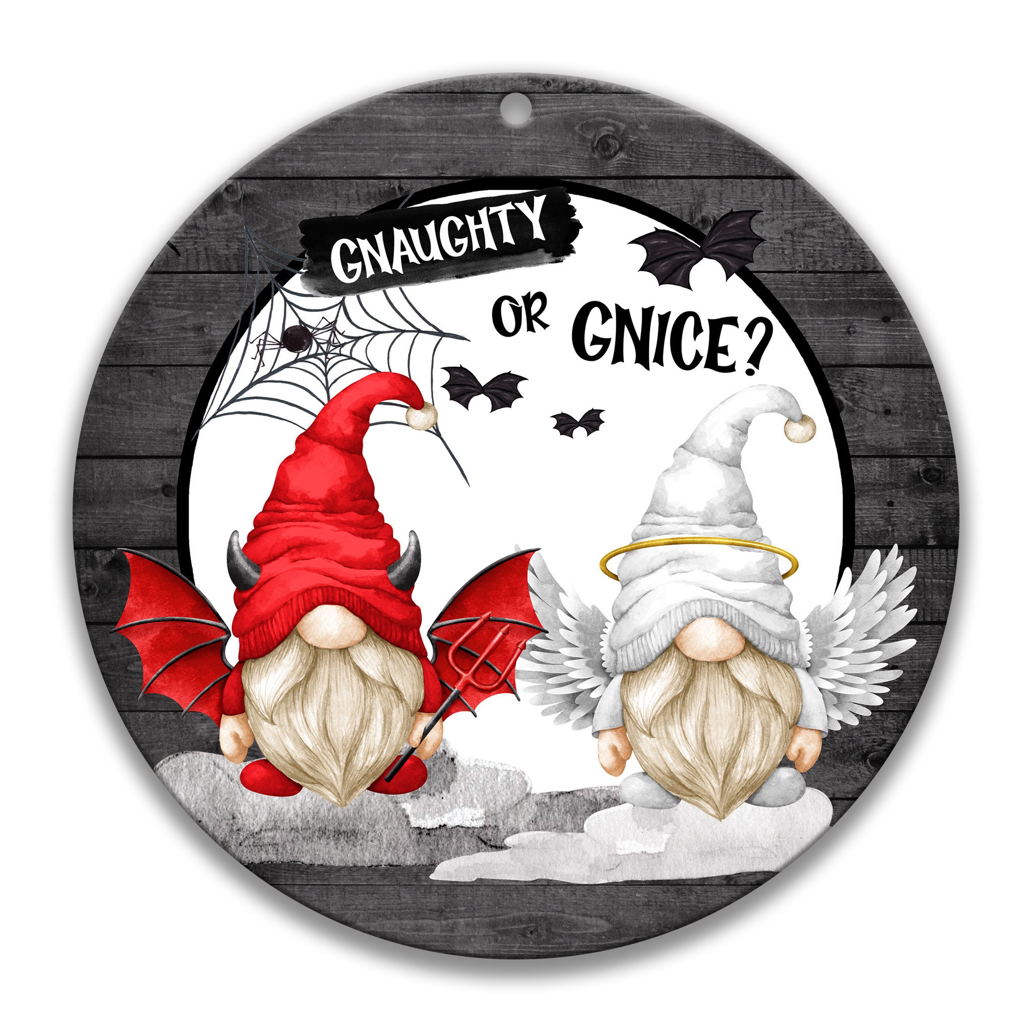 Halloween Sign Devil GNOME Sign Angel Gnome Wreath Sign - Etsy UK