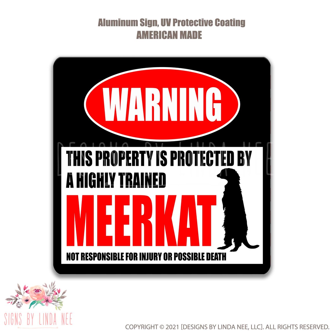 Meerkat Warning Sign, Funny Animal Decor, Meerkat Gift, Wildlife Humor ...