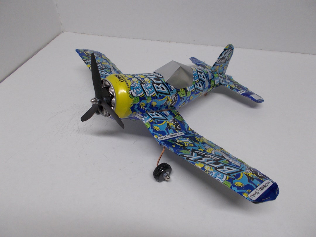 Soda Can Aluminum Handcrafted Airplane (BRISK ICE TEA ) Corsair - Etsy