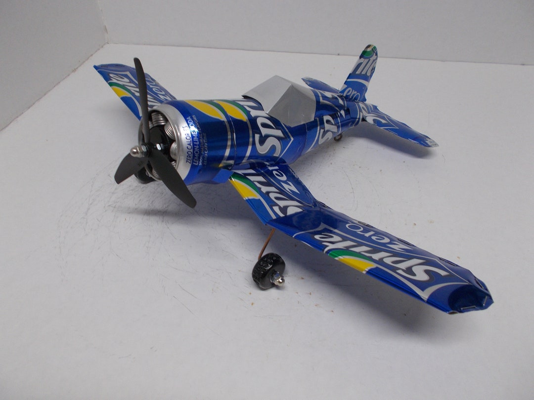 Soda Can Aluminum Handcrafted Airplane SPRITE ZERO-BLUE Corsair - Etsy