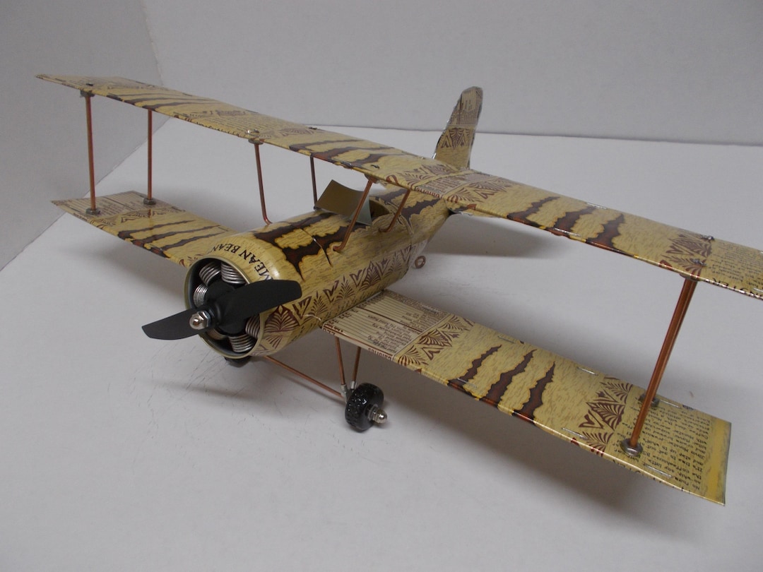 Soda Can Aluminum Handcrafted Airplane (MONSTER MEAN BEAN ) Bi-plane - Etsy