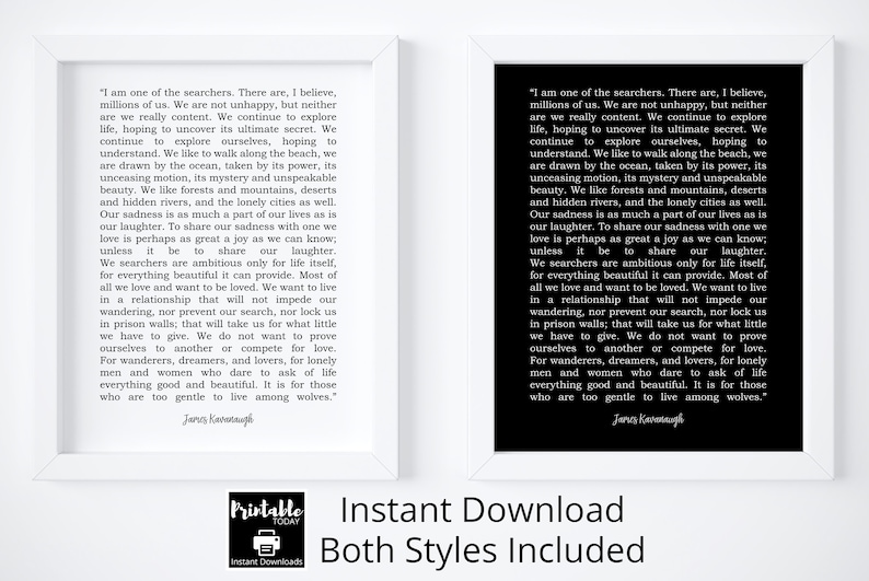 James Kavanaugh Printable | Two Styles | I Am One of the Searchers ...