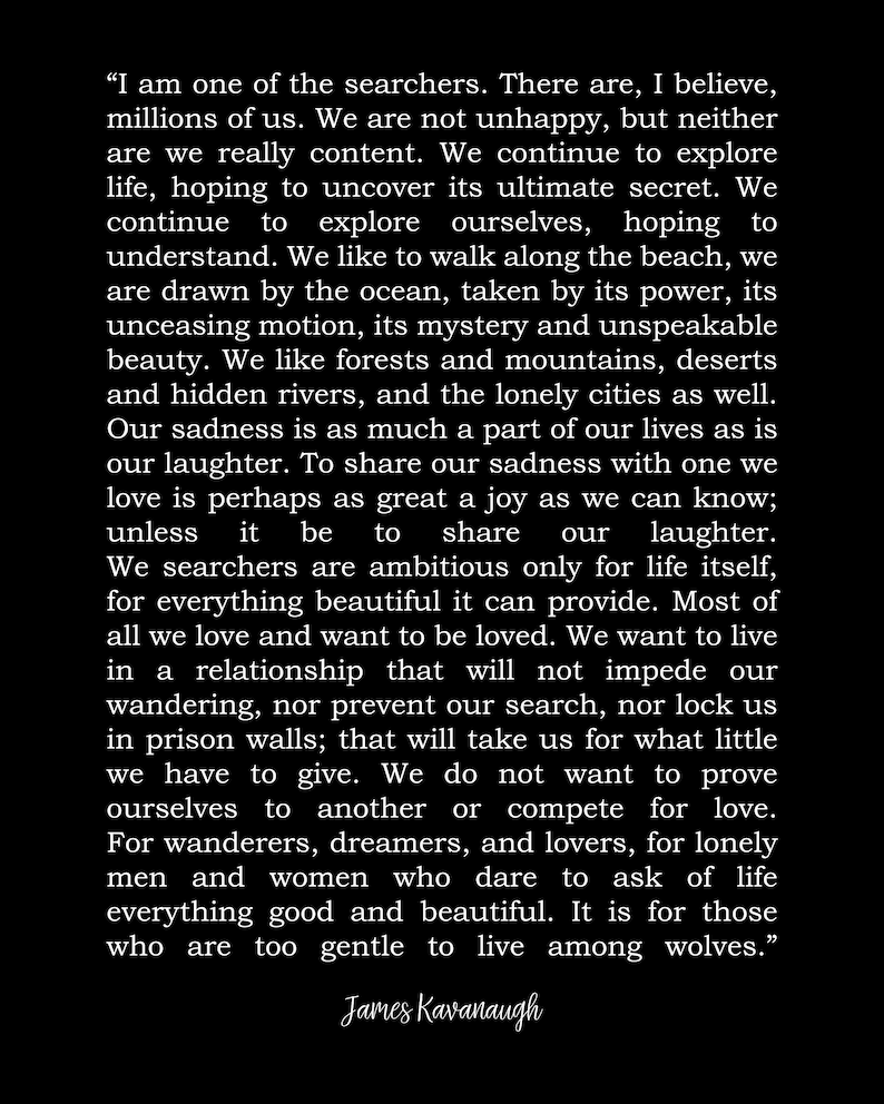 James Kavanaugh Printable | Two Styles | I Am One of the Searchers ...