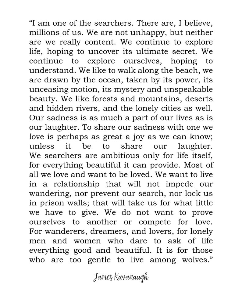 James Kavanaugh Printable | Two Styles | I Am One of the Searchers ...