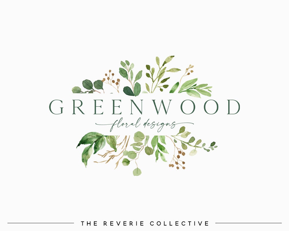 Botanical Logo Greenery Logo Watercolor Floral Logo Branch | Etsy Hong Kong