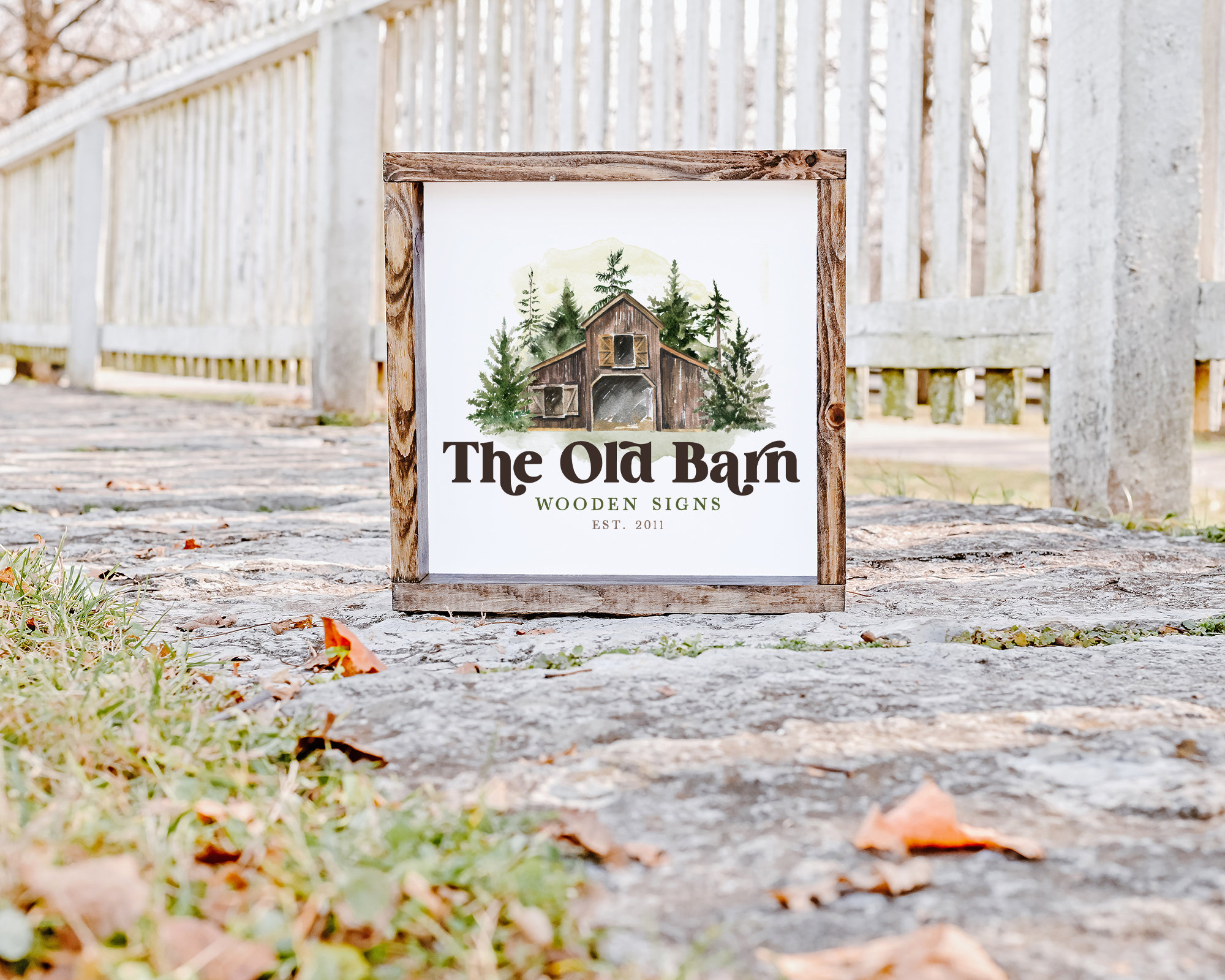 Brown Barn Logo Old Farm Logo Pine Tree Logo Wood Forest - Etsy